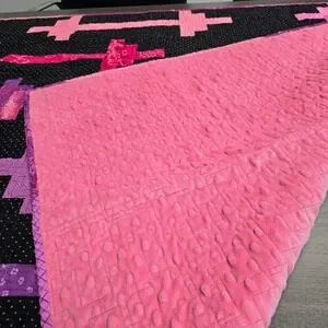 Bedding | Handmade Modern Patchwork Quilt Pink Purple Cross Plus Sign ...